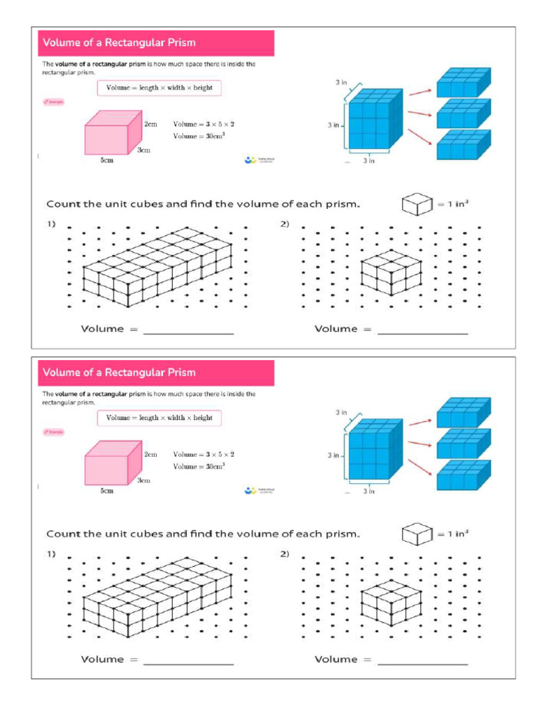 6° December 2° Volume of Rect Prism | PDF