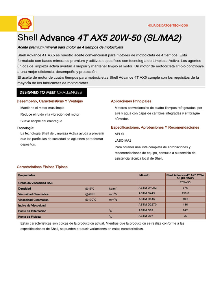 Advance 4t Ax5 20w-50 (Sl-Ma2) | PDF