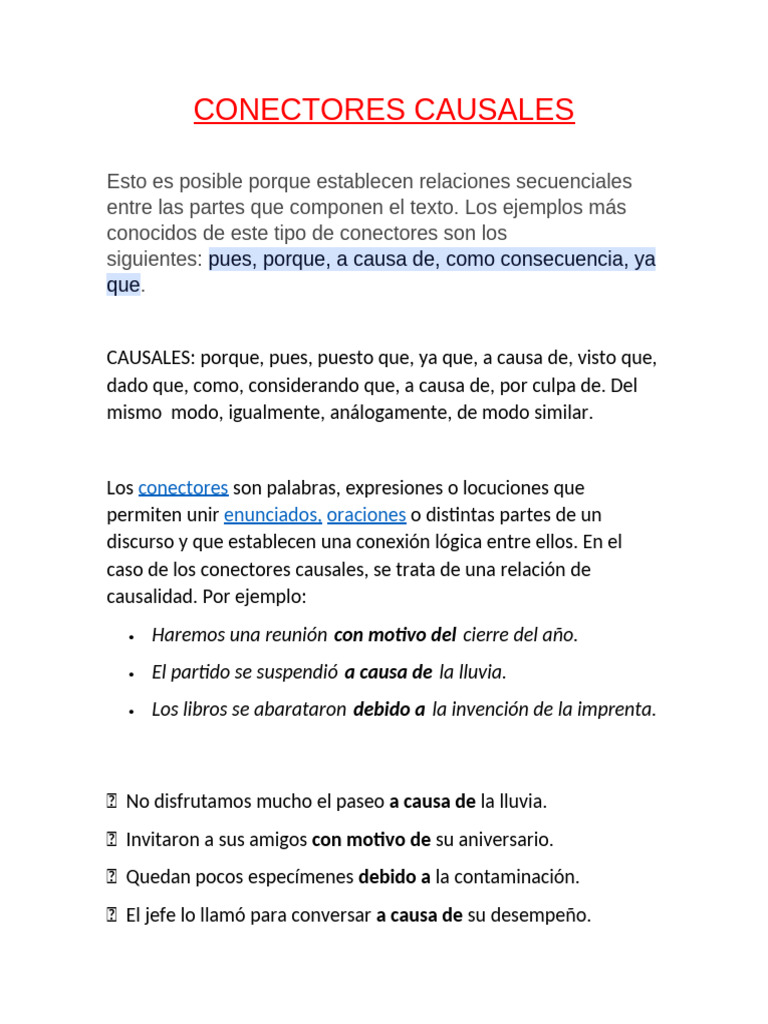CONECTORES CAUSALES | PDF