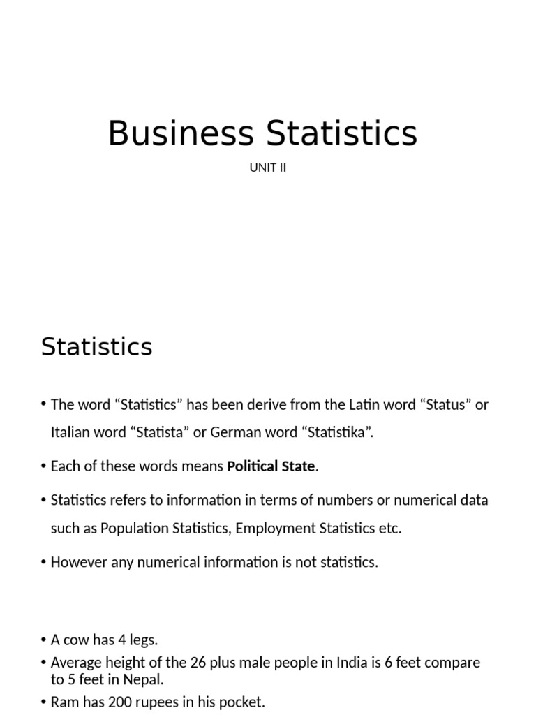 Business Statistics UNIT 2 | PDF | Cost Of Living | Statistics