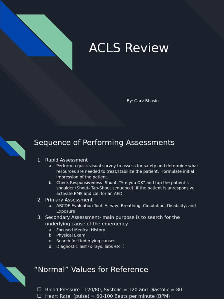 Acls Review Slideshow | PDF | Heart | Cardiac Arrest