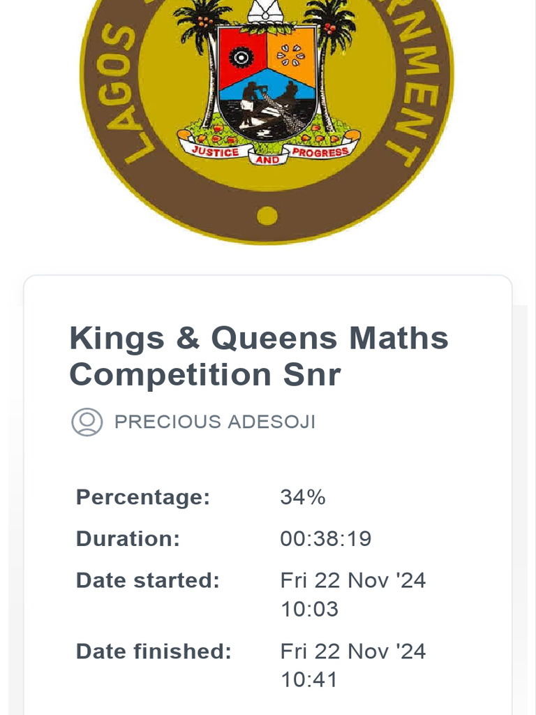 Kings & Queens Maths Competition Snr | PDF