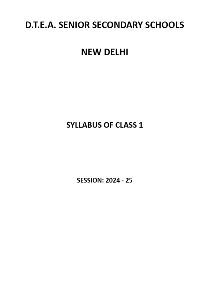 SYLLABUS - CLASS 1 (2024-25) | PDF | Linguistics