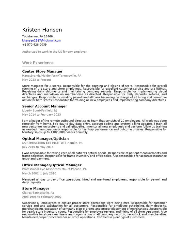 Kristen_Hansen | PDF | Merchandising | Business