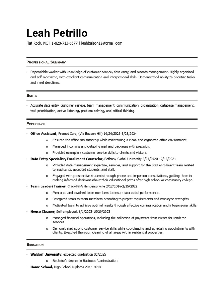 Leah Petrillo Resume | PDF