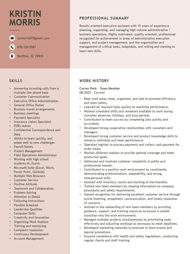 Kristin Morris Resume New | PDF | Cash | Banks