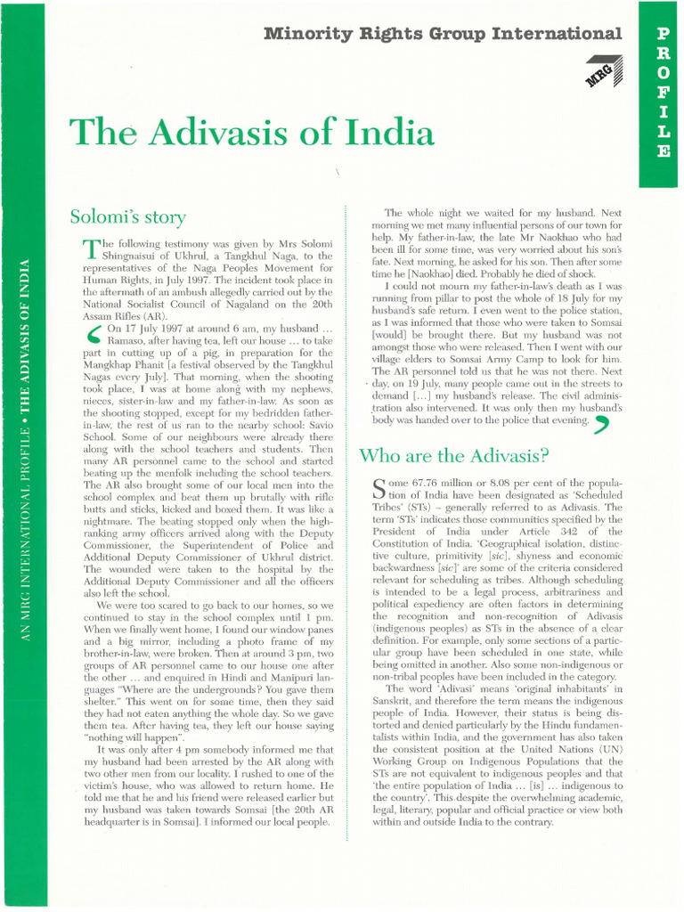MRG Adivasis 1998 Profile | PDF