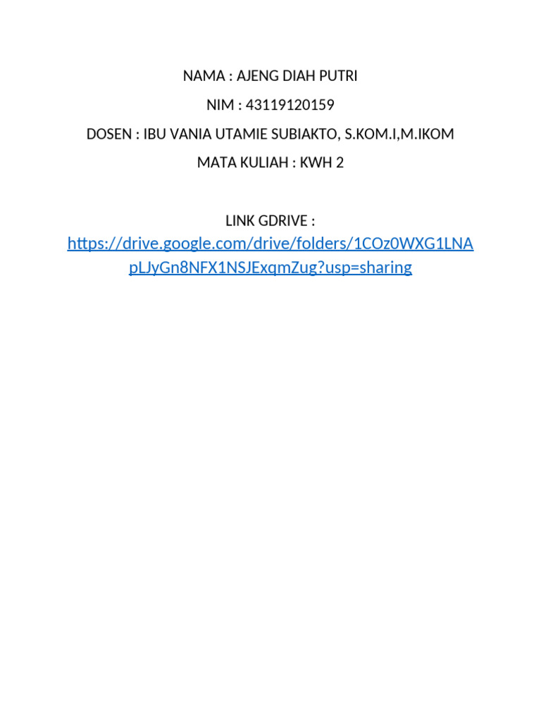 Uas SP KWH 2 - Ajeng Diah Putri - 43119120159 | PDF