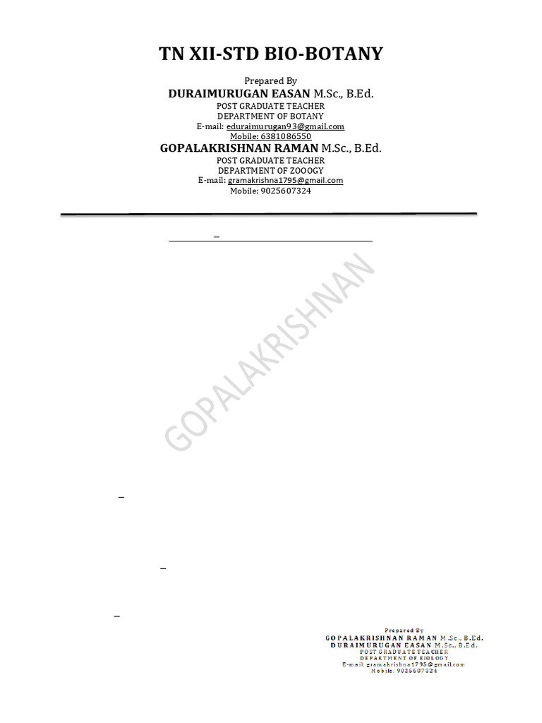 TN Xii Bio Botany Chapterwise Questions | PDF | Genetic Linkage | Ecosystem
