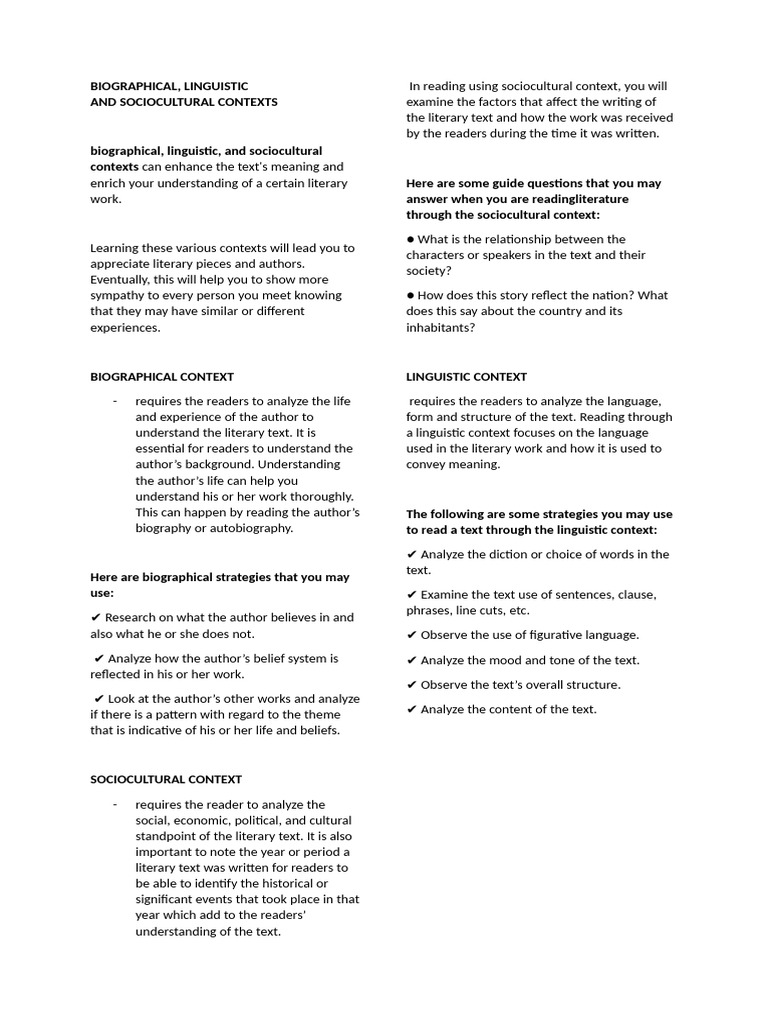 Biographical, Linguistics, Sociocultural Context | PDF | Linguistics ...