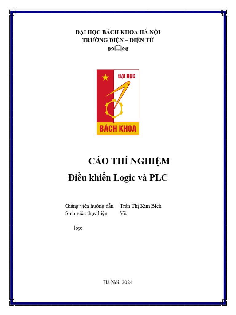 Báo Cáo Thí Nghiệm Điều khiển Logic và PLC: Đại Học Bách Khoa Hà Nội ...