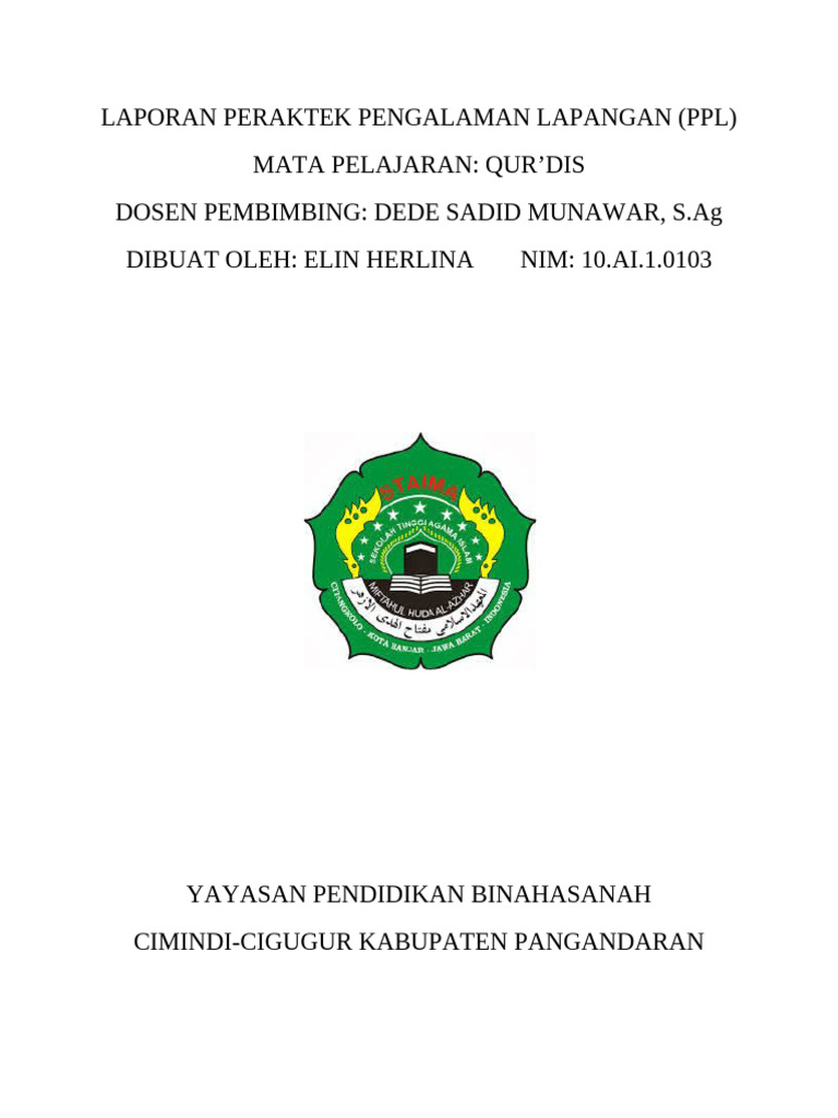 COVER LAPORAN PPL | PDF