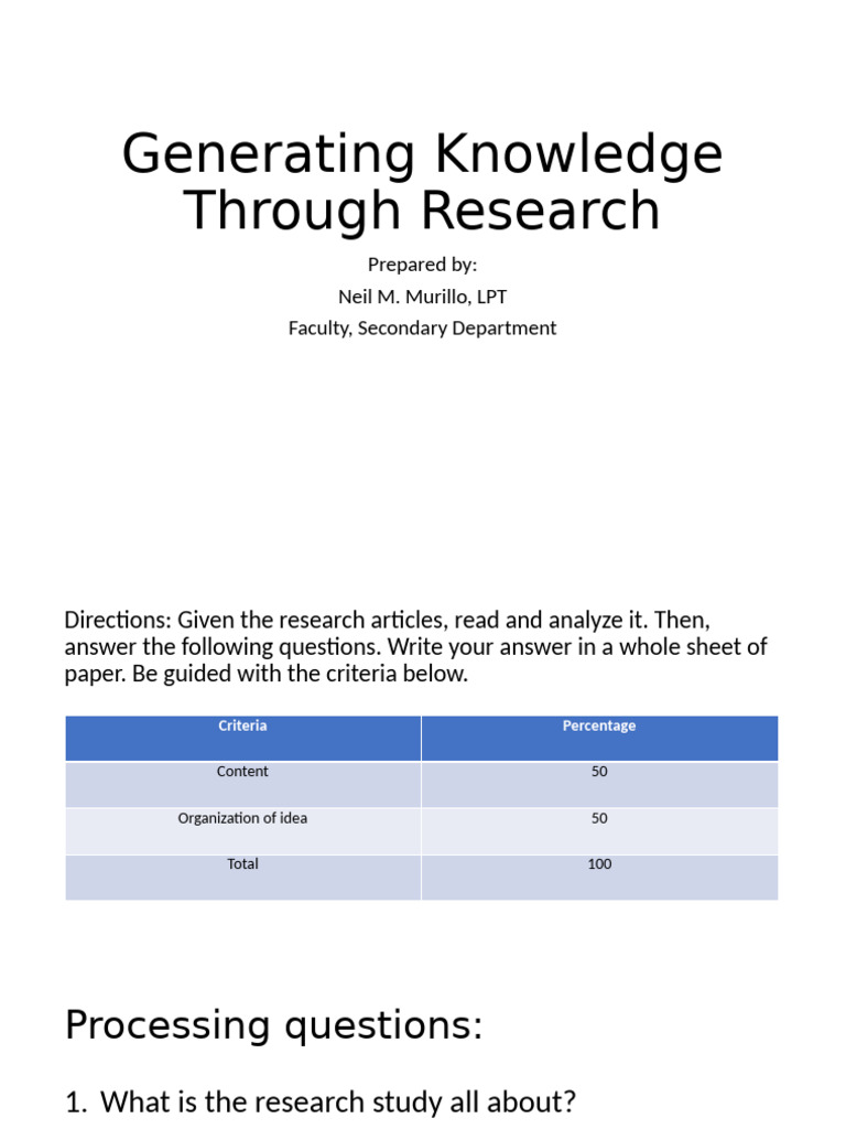 Lesson 3 Generating Knowledge Through Research | PDF