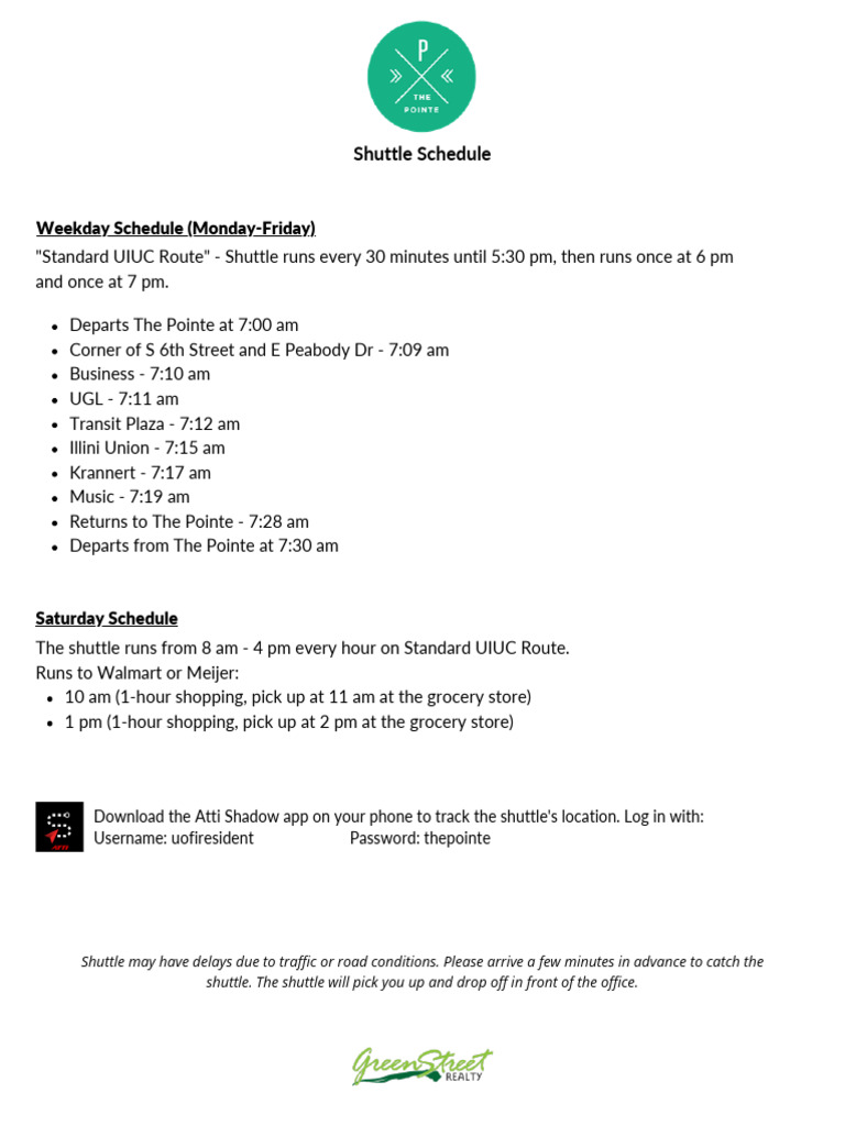 Shuttle Schedule Updated 825 | PDF
