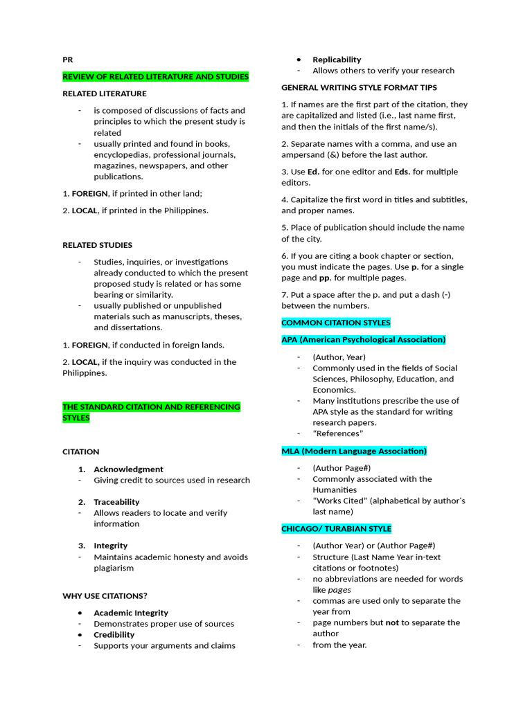 PR RRL AND CITATION | PDF | Citation | Writing
