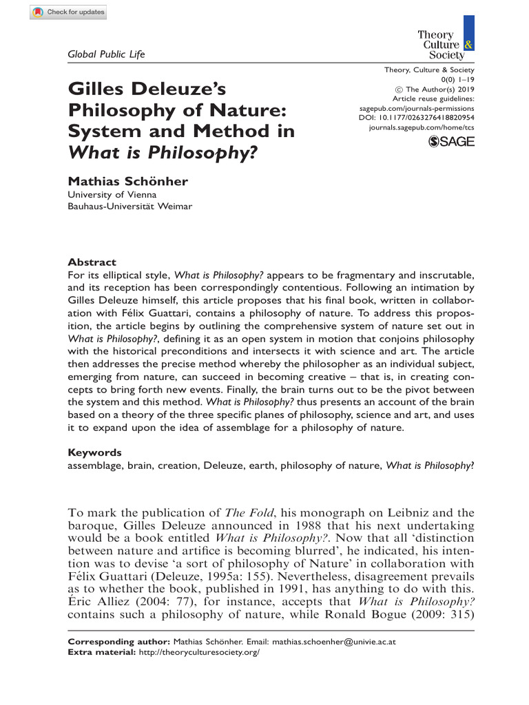Gilles Deleuze Philosophy of Nature: System and Method in What is ...