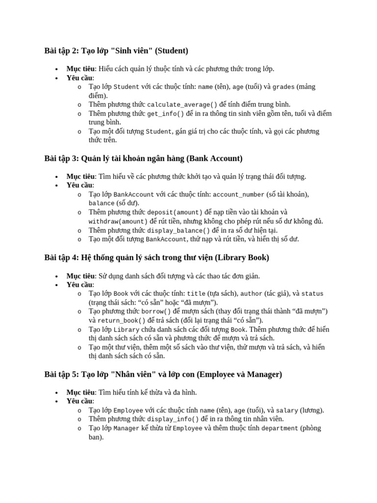 Bai Tap OOP P1 | PDF