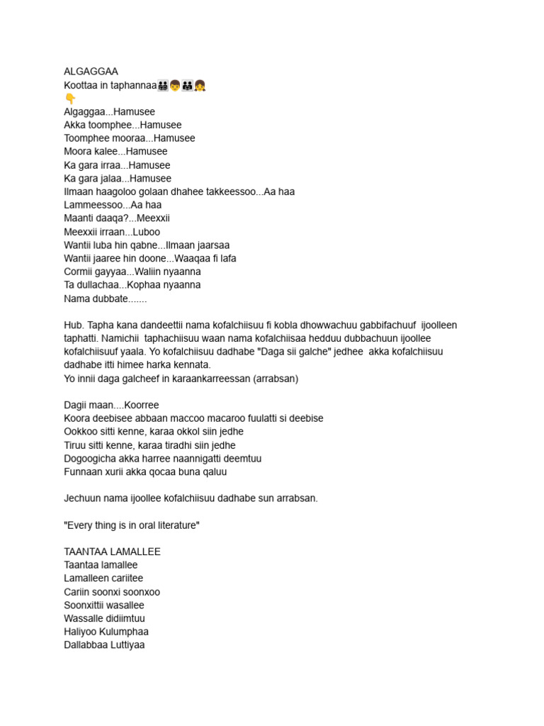 Ala Gaggaa | PDF
