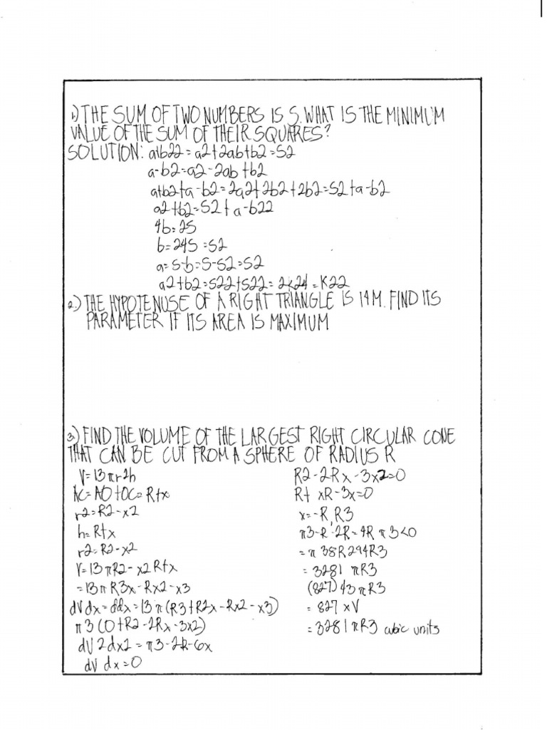 Minima And Maxima Calculus Sample Problems With Solutions Pdf