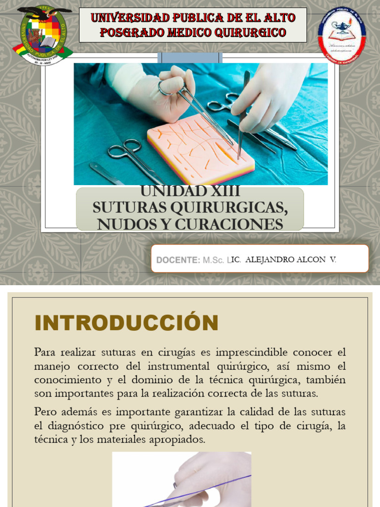 Unidad Xiii Suturas, Nudos | PDF | Cirugía | Sutura Quirúrgica