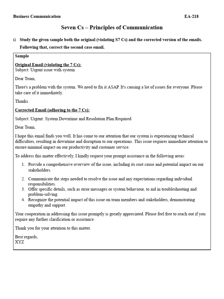 Seven Cs - Task | PDF