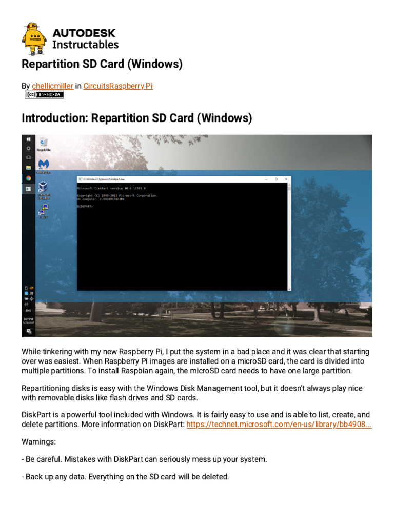 Repartition SD Card (Windows) - 5 Stps - Instructables | PDF | Computing | Computing Platforms