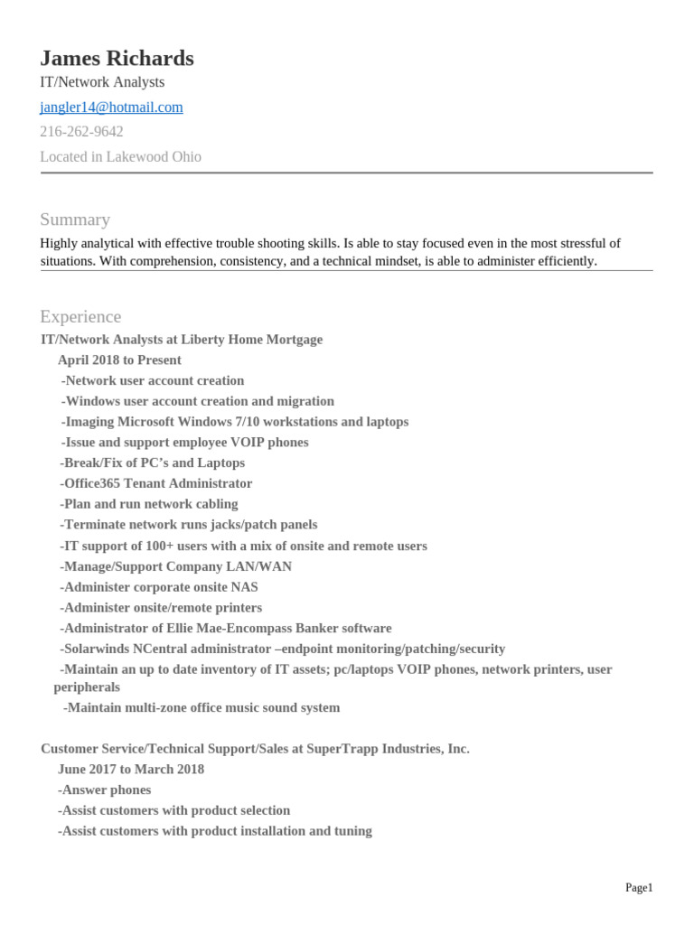 Dice Resume CV James Richards | PDF | Internet Information Services ...