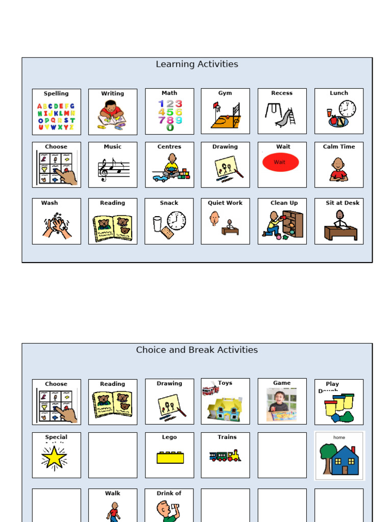 Visual Schedule With Pictures | PDF