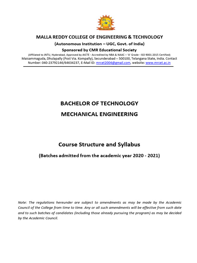 r20 Mechanical Syllabus | PDF | Electrochemistry | Diffraction