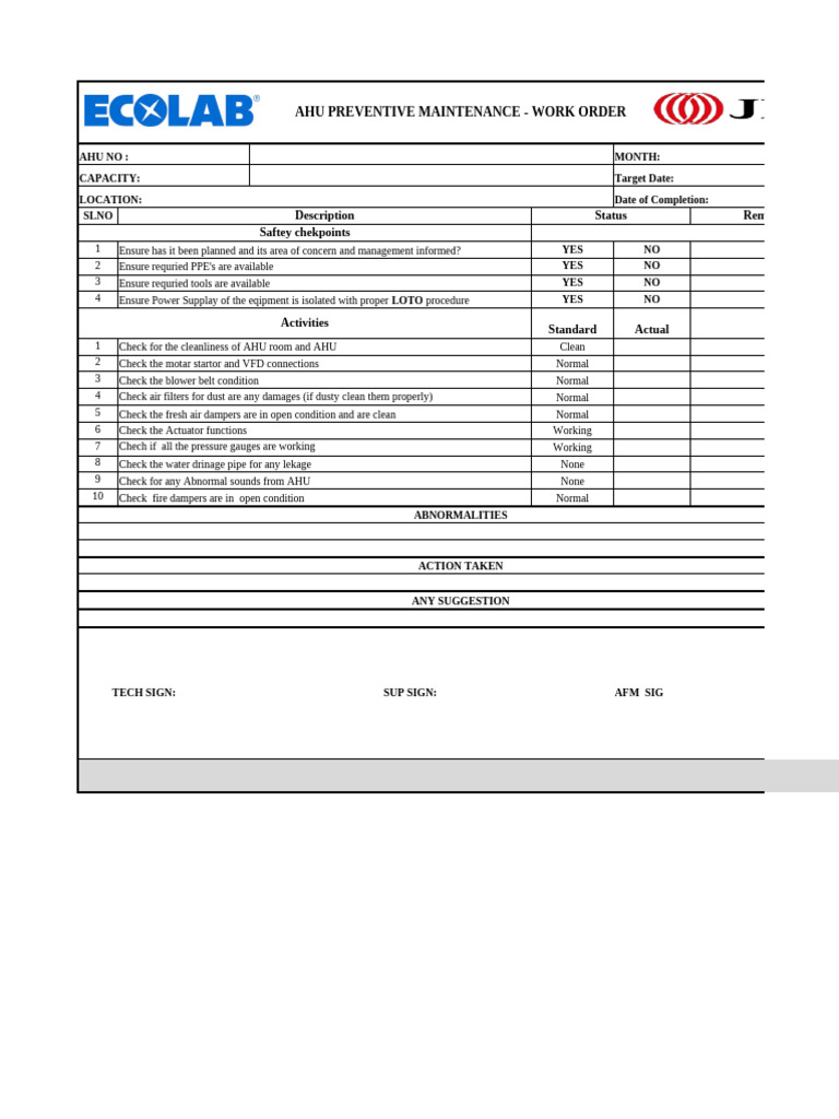 PM Check List | PDF | Switch | Power Supply
