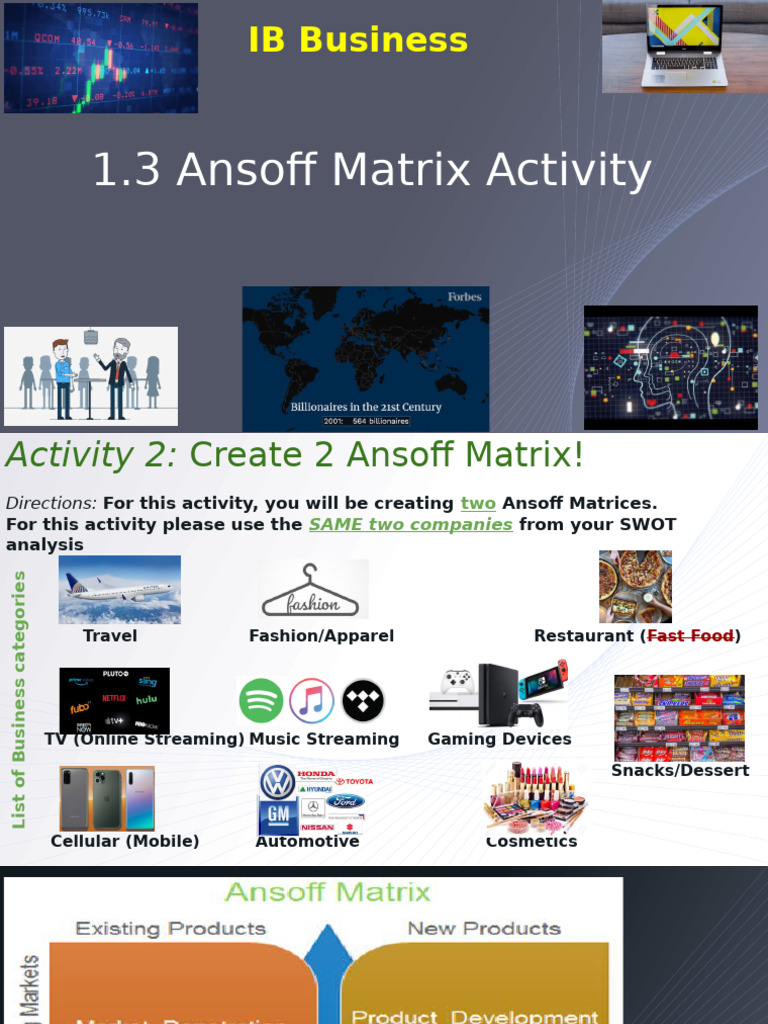 Ansoff Matrix Creation Guide for IB Business | PDF