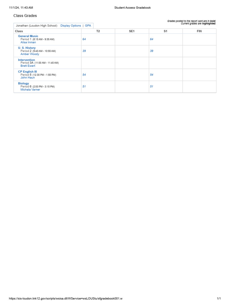 Student Access Gradebook | PDF