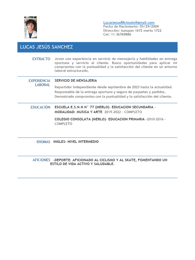 CV Lucas Sanchez | PDF