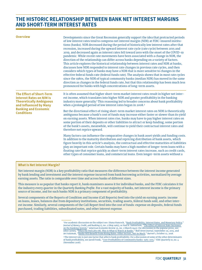 NIM and Short-Term Interest Rates | PDF | Banks | Interest