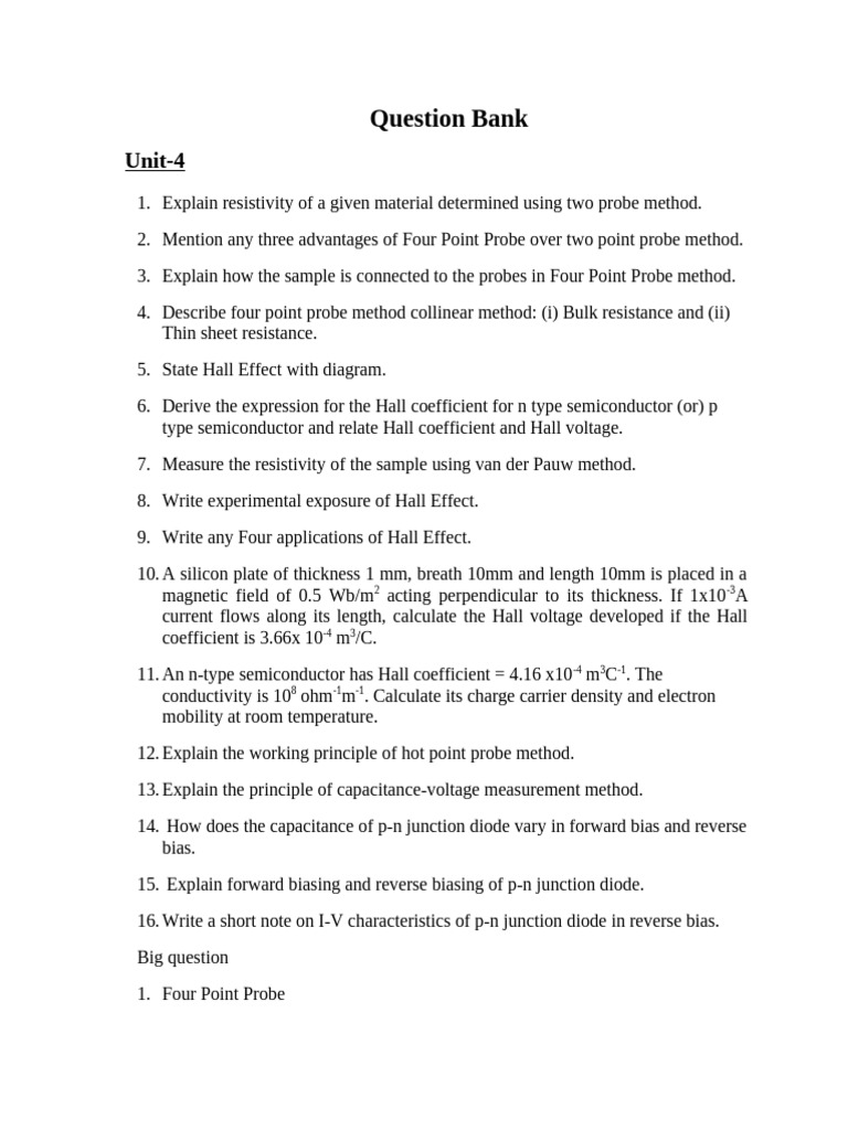 Unit4 - Question Bank | PDF