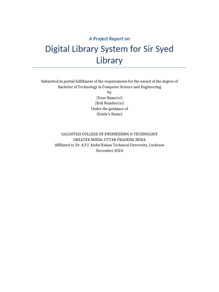 Digital Library Project Report | PDF | Computing | Software Engineering