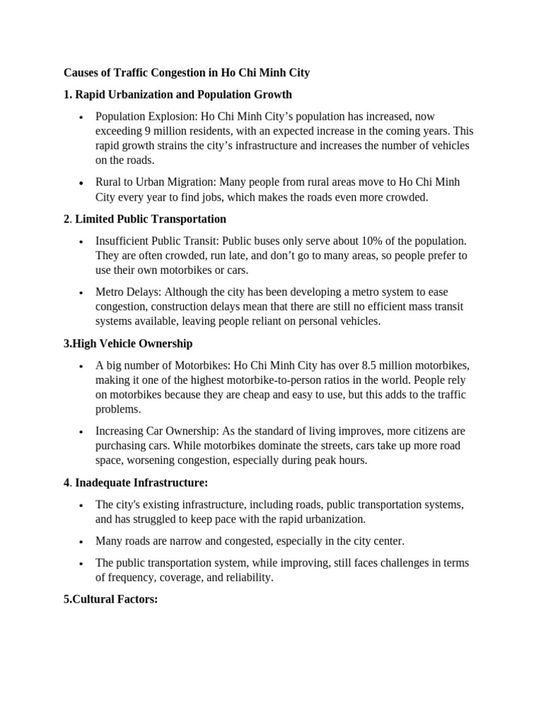 Causes of Traffic Congestion in HCMC | PDF | Air Pollution | Traffic ...