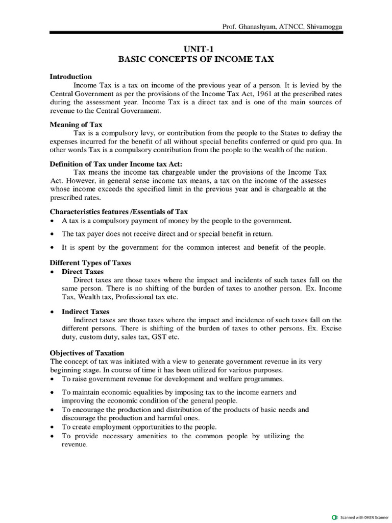 Income Tax-I 5th Sem | PDF