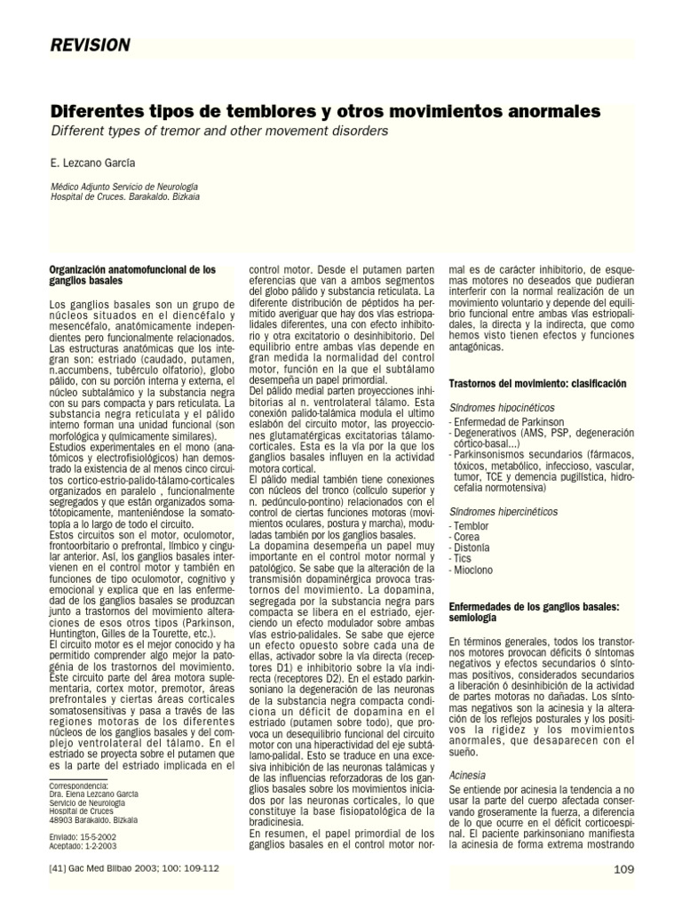 Trastorn Os de Movimiento | PDF | Ganglios basales | Distonia