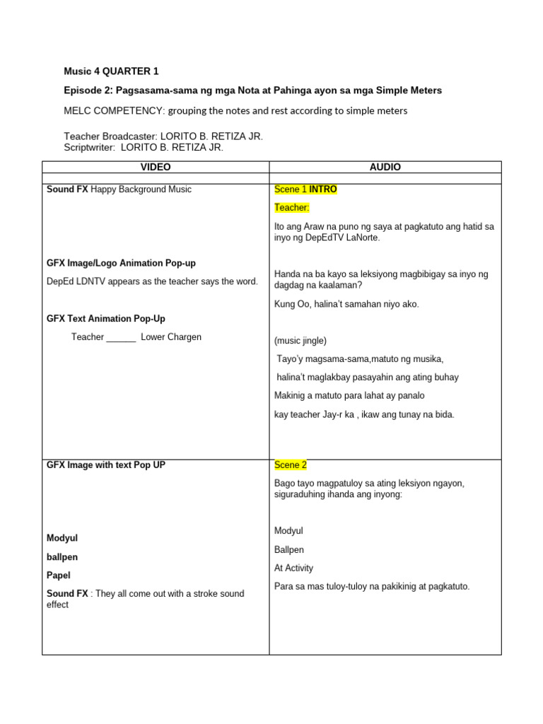 Music 4 q1 Mod 2 Script | PDF
