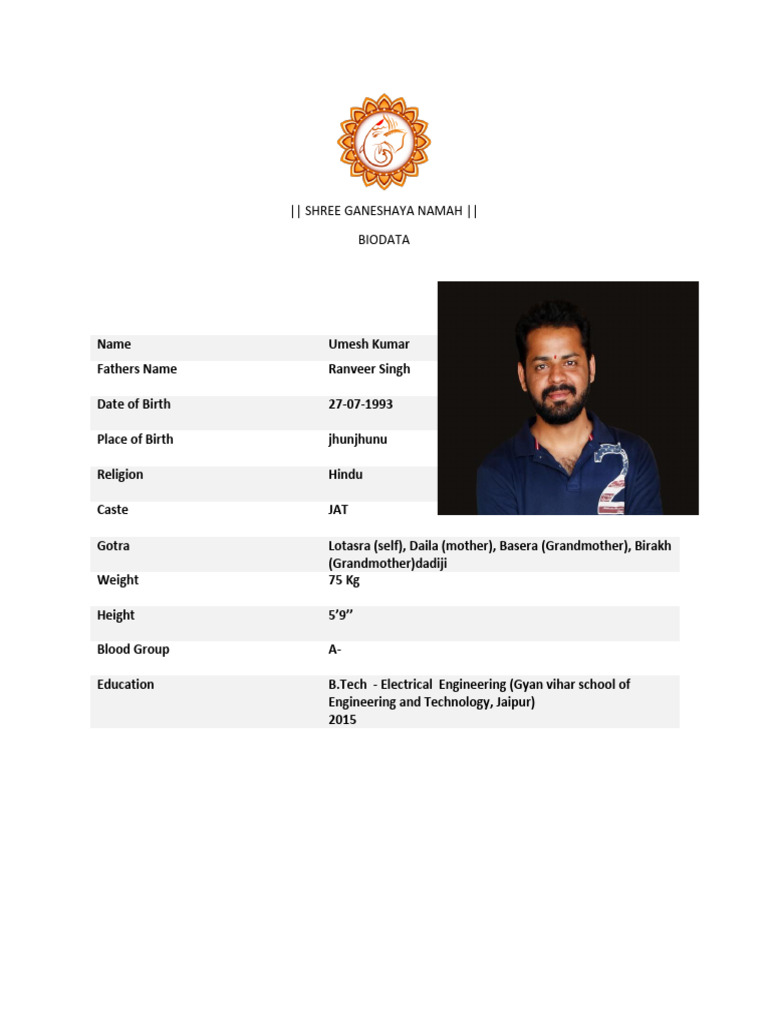 Umesh Kumar's Personal Profile | PDF