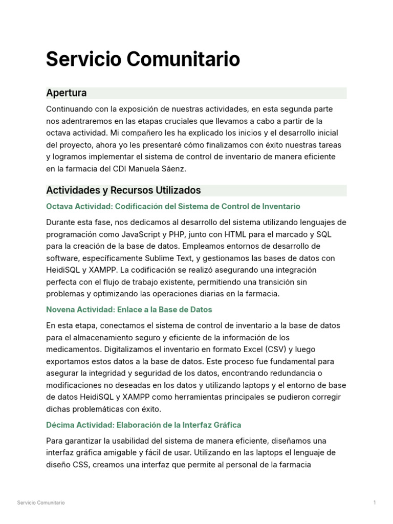 Servicio Comunitario | PDF | Bases de datos | Lenguaje de programación