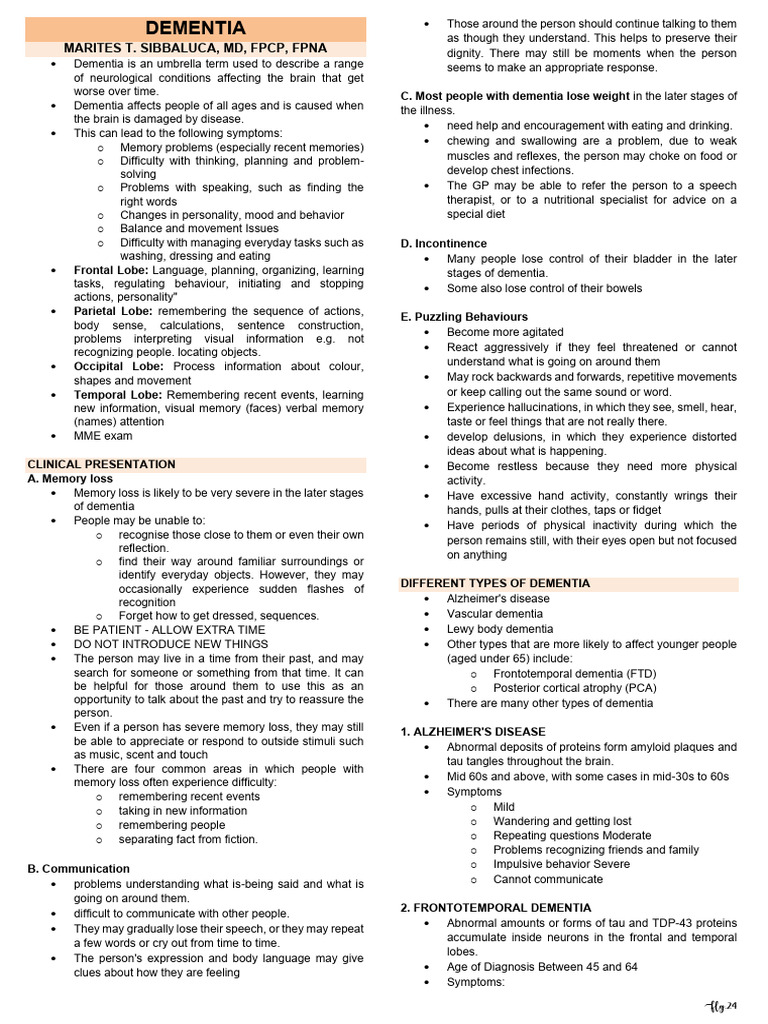 Understanding Dementia: Symptoms & Types | PDF | Dementia | Alzheimer's ...