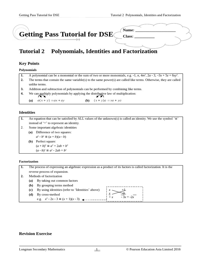 Getting Pass Tutorial 02 Pdf Factorization Polynomial 1523