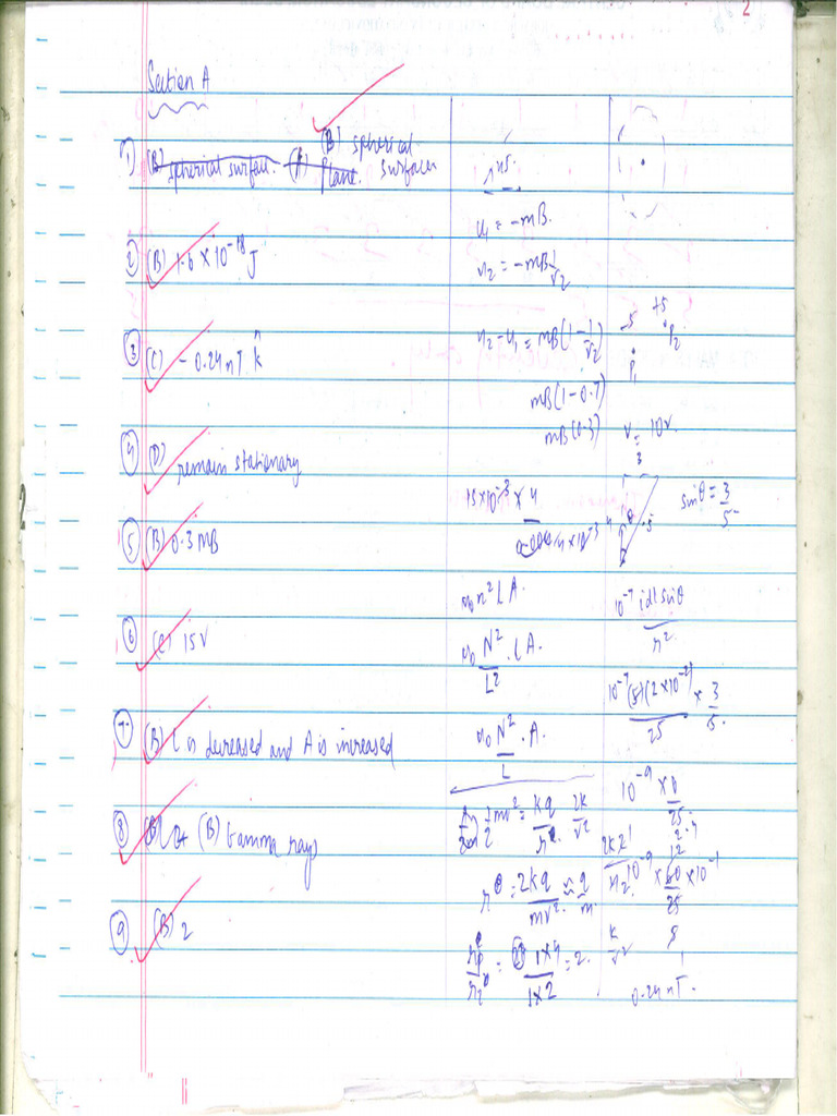 2024 Model Answer Sheets - 2024 Physics - 042 | PDF