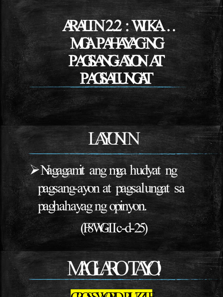 Aralin 2.2 Pagsang Ayon at Pagsalungat | PDF