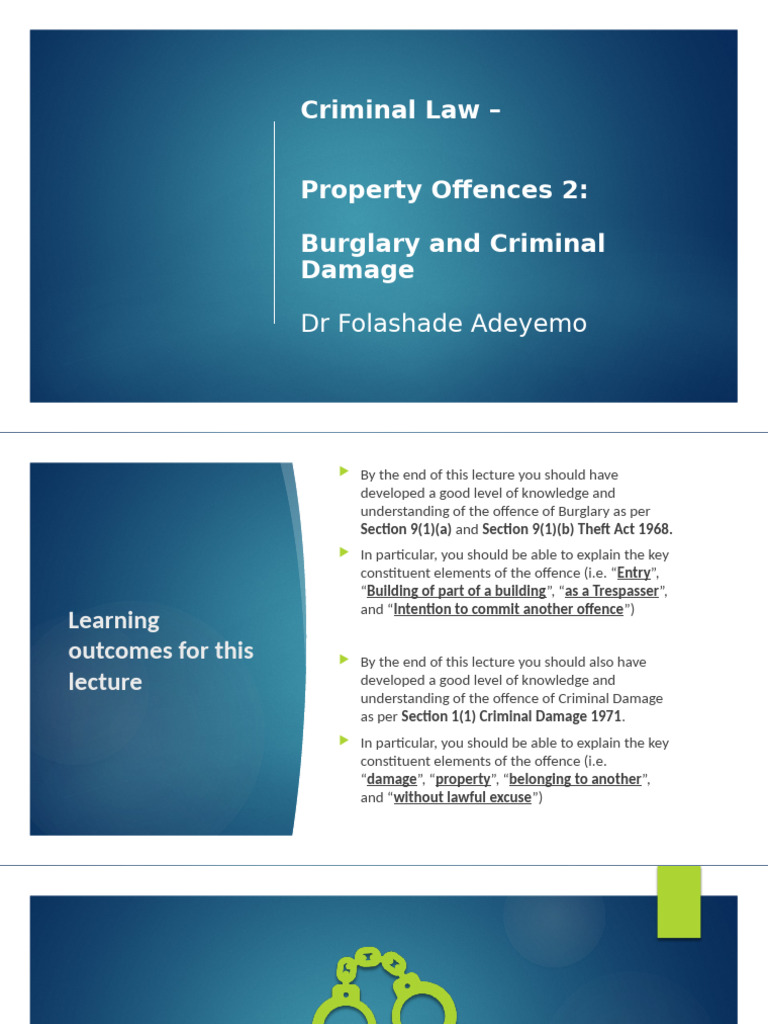Burglary and Criminal Damage | PDF | Burglary | Recklessness (Law)