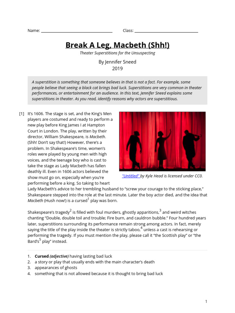 Theater Superstitions: The Macbeth Curse | PDF | Superstitions | Macbeth