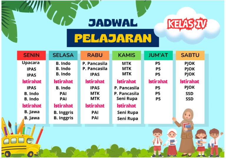 JADWAL Pelajaran SD | PDF