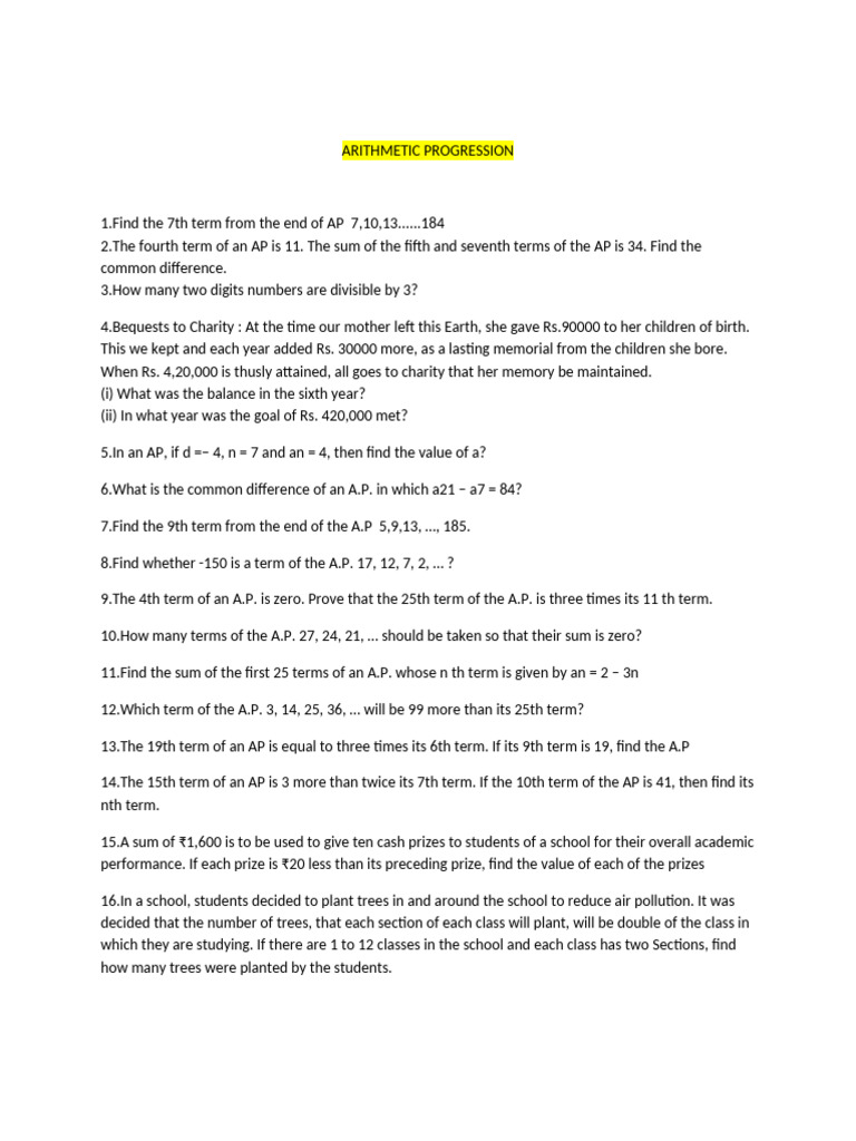 AP Worksheet(Class 10) | PDF